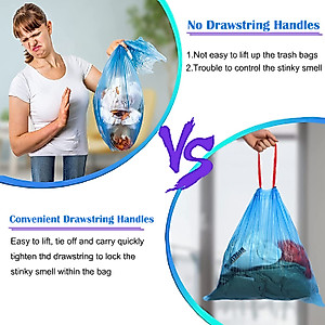 Small Trash Bags 2.6-4 Gallon Thicken Drawstring Trash Bags 4 Gallon Extra Strong Small Garbage Bags Unscented Wastebasket Liners Bags for Kitchen,Bathroom,Office,Home Trash Can 5 Color