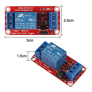 Aoicrie 5Pcs DC 12V 1 Channel Relay Module Board Shield with Optocoupler Isolation Support High or Low Level Compatible Development Board Trigger