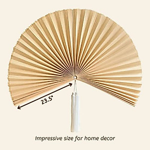 ChicnChill Oriental Wall Fan, Giant Bamboo Fan with Tassel, Oriental Woven Wall Hanging ,Decorative Fan Above Bed, Rustic Wall Pediment for Home Decor (Extra Large 47''x23.5'')