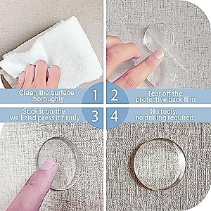 INTEGEAR Door Stoppers Wall Protector, 8PCS Transparent Round Wall Door Handle Stoppers - 1.57" Self-Adhesive Rubber Bumpers, Wall Shield Cushions for Protecting Walls and Furniture