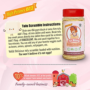 Yes Milady! Eggcellent (8.4oz Ex-Large) Vegan Seasoning and Vitamin B12 Supplement - 100% Natural for Omelets, Quiche, Breakfast Burrito, and Tofu Quick Scramble - Non-GMO and Gluten Free