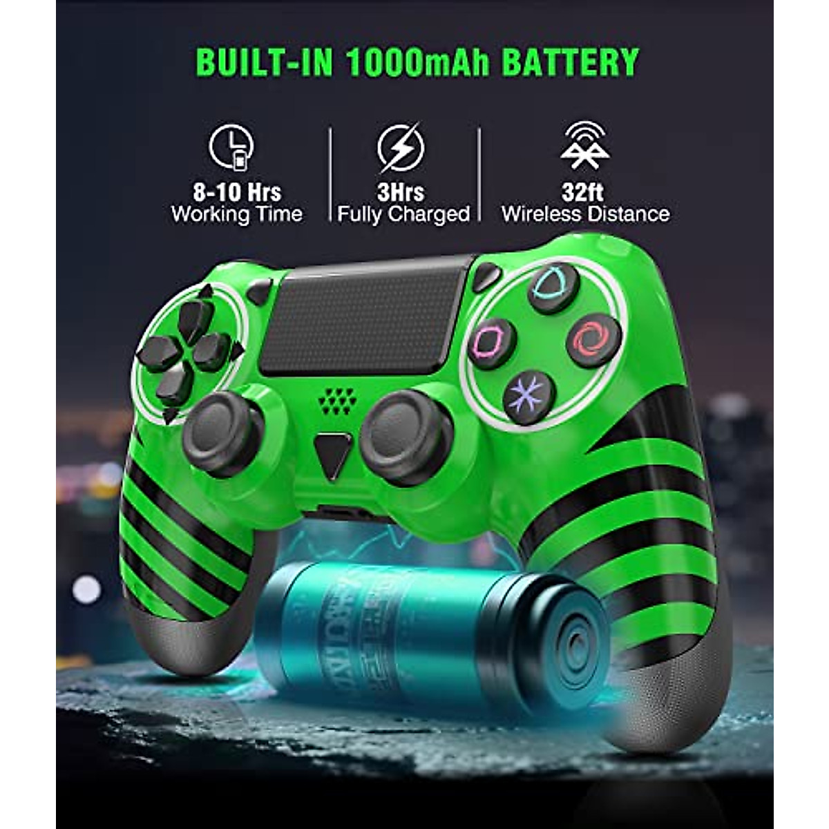 HOZKAII Replacement for Playstation 4 Controller, Wireless Remote Controller Compatible with PS4/Pro/Slim with Dual Vibration/6-Axis Motion Control/Audio Function/Headphone Jack