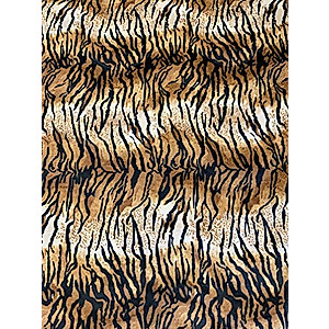 Velboa Wave Print Tiger Fabric, 60 Inch, by The Yard (Gold)