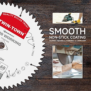 TWIN-TOWN 8-1/4-Inch 60 Teeth ATB Fine Finish Thin Kerf Saw Blade with 5/8-Inch DMK Arbor