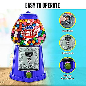 Gumball Machine for Kids 8.5" - Coin Operated Bubble Gum Machine and Toy Bank - Candy Machine Dispenser Includes 85 Gum Balls - Great Candy Dispenser Machine Gift Toys for Girls and Boys - 8.5" (Blue)