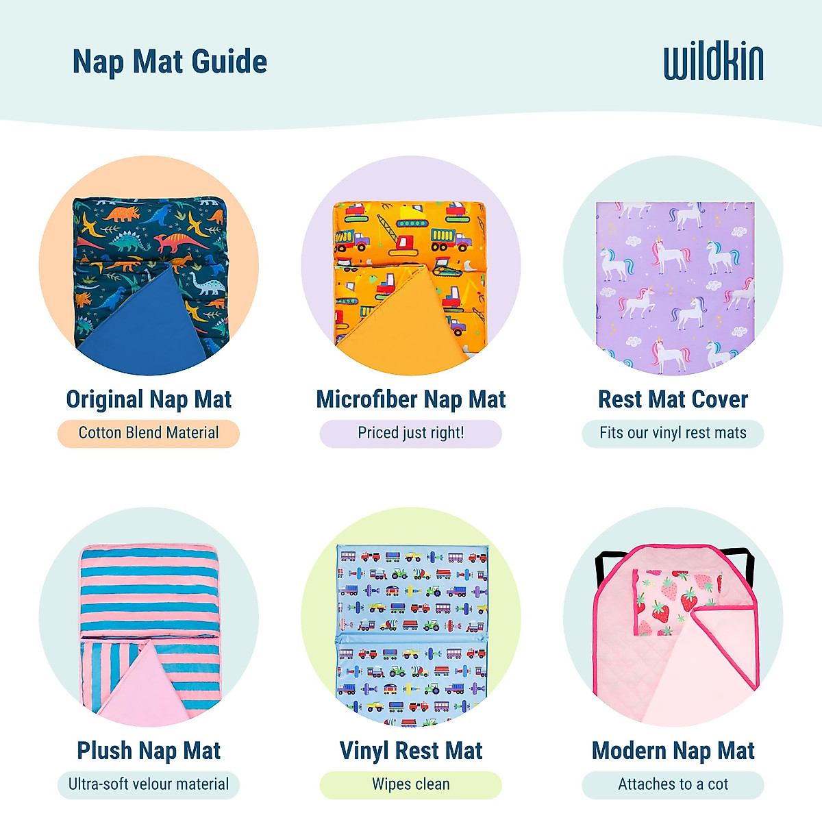 Wildkin Kids Nap Mat Cover – Soft, Sewn-in Flap, Durable & Fits 1.5" Vinyl Sleep Mats - Pink and Gold Stars