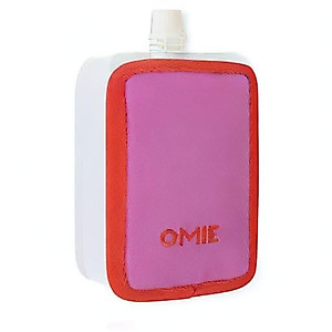 Omie OmieChill | Travel Food Pouch Cooler | Fits Standard 3.5-4 oz Food Pouches | 100% Nylon Sleeve with Freezable Pack (Pink)