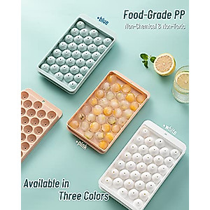 Icediver Ice Cube Tray, Circle Ball Ice Trays for Freezer with Lid & Bin, Sphere Ice Cube Mold Making 99 x 1.0IN Small Round Ice Cubes(Updated Blue Ice Trays, 1 Ice Bucket & Tongs)