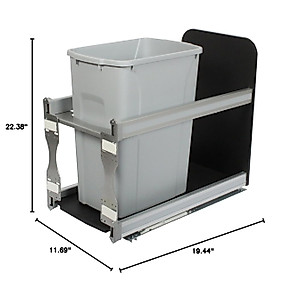 Knape & Vogt USC12-1-35PT in-Cabinet Soft Close Pull Out Trash Can, 19.19-Inch by 11.81-Inch by 22.44-Inch