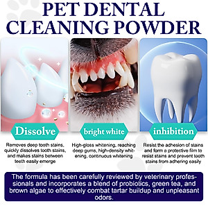 Dog Dental Powder - Dog Teeth Cleaning Powder - Dog Dental Care - Targets Tartar & Reduces Plaque & Bad Breath - Teeth Cleaning Made Easy Eliminate - Formulated for Small, Medium, Large Dogs