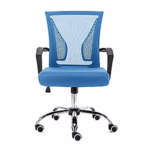 Modern Home Zuna Mid-Back Office Task Chair - Ergonomic Back Supporting Mesh Back Desk Chair (Black/Blue)