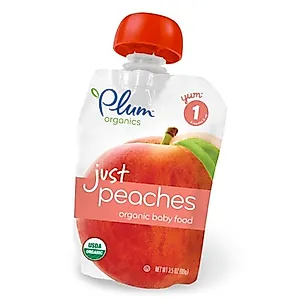 Plum Organics Just Fruit, Peaches, 3.5-Oz Pouches (Pack of 12)