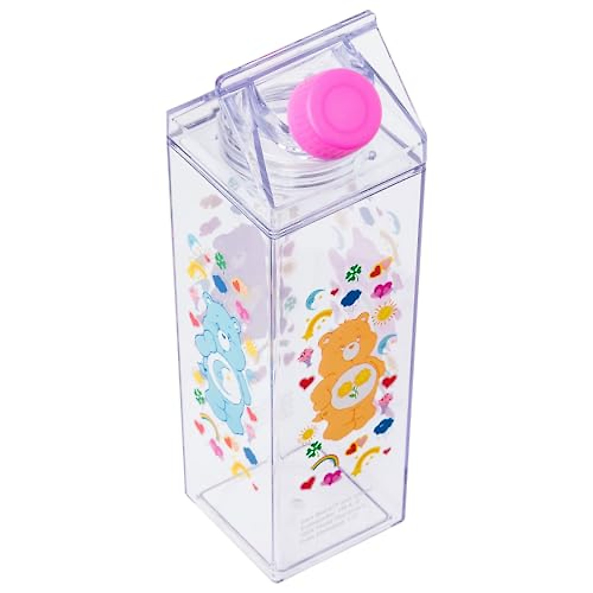 Silver Buffalo Care Bears Plastic Milk Carton Bottle Featuring Friend, Cheer, Grumpy Bear & Best Friend, 16.2 Ounces