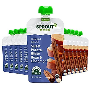 Sprout Organics, Sweet Potato, White Beans & Cinnamon, 6+ Month Pouches, 3.5 oz (12-count)