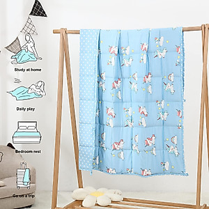 Alomidds Weighted Blanket 10lbs 41"x60", Cooling Weighted Blanket with Premium Glass, Comfort Heavy Blanket, Pink Unicorn