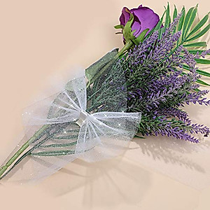 Senkary Glitter Tulle Roll Sparkling Tulle Ribbon Fabric Tulle Spool for Wedding Decoration Gift Wrapping, 6 Inch by 25 Yards (White)