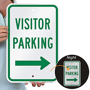 SmartSign - K-1921-EG-12x18-D2 "Visitor Parking" Sign with Right Arrow | 12" x 18" 3M Engineer Grade Reflective Aluminum