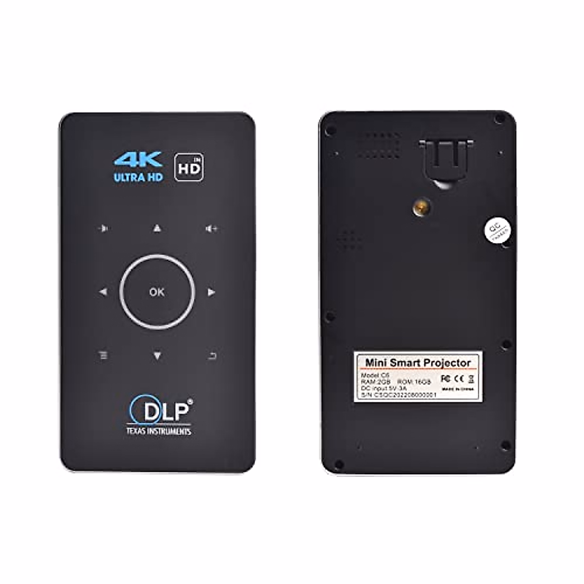 Android Smart DLP Mini Projector,4K LED 1080P WiFi Bluetooth Pocket Projector HD Home Theater Movie Family Cinema, Support WiFi/HDMI/Bluetooth/USB/TF Card/Audio Cable incluidng Tripod Stand