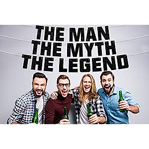 The Man The Myth The Legend Banner Father Birthday Theme Dad Party Decor Picks for Retirement Decorations Supplies Black