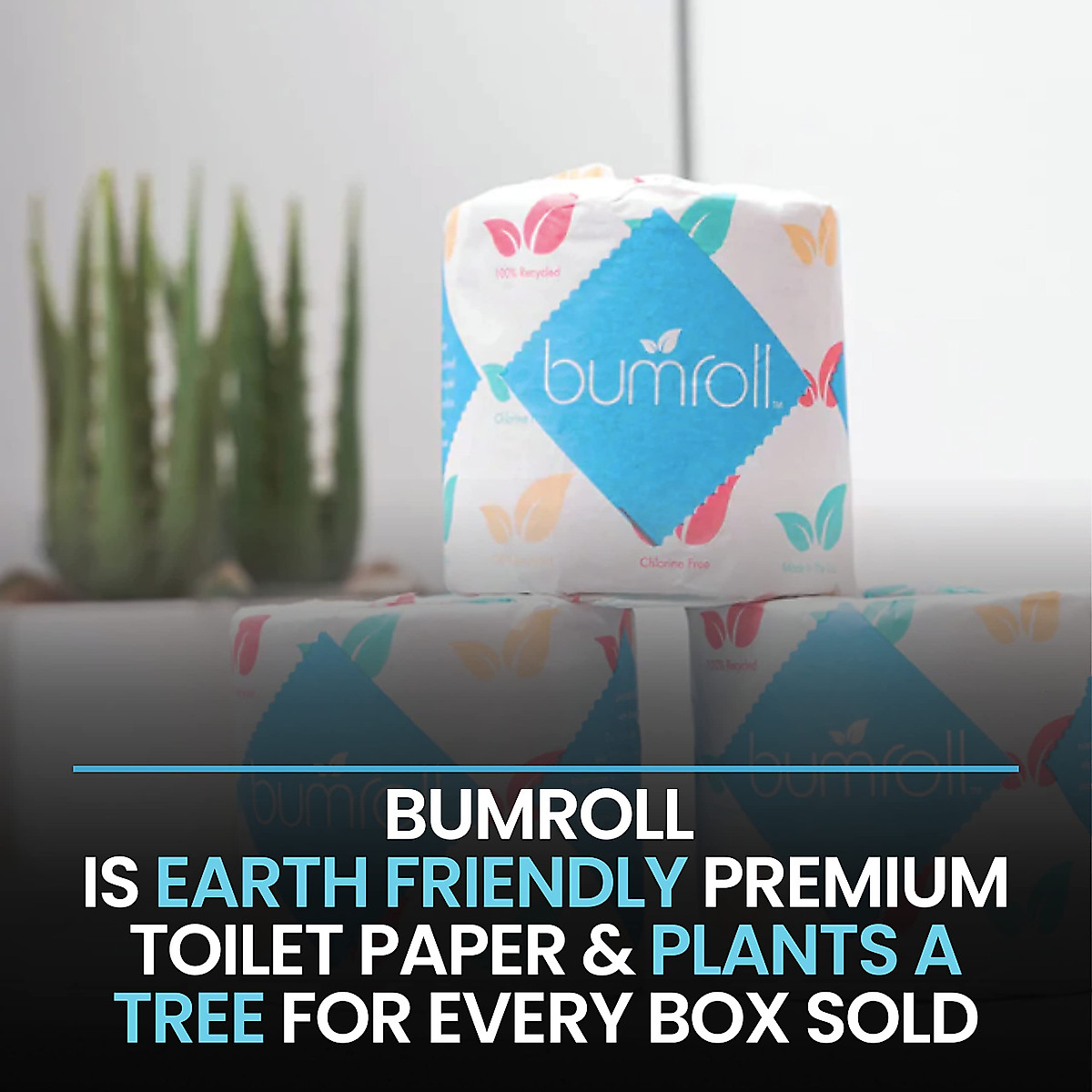 Bumroll Made in USA, 24 Premium Earth Friendly Recycled Toilet Paper Rolls - Soft, Absorbent & Eco-Friendly Bathrooms Tissue Rolls for Home & Office - Septic Safe & RV-Friendly - Bulk Toilet Paper