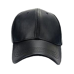 Foetest Adjustable Cap Baseball Cap Outdoors Casual Hat Sports Cap Leather Hat Solid Color