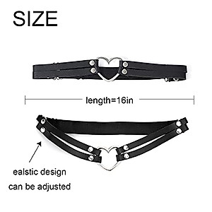 BODIY Women Punk Belt for Leg Black Thigh Straps Goth Heart Leather Leg Accessory Halloween Rave Body Chain