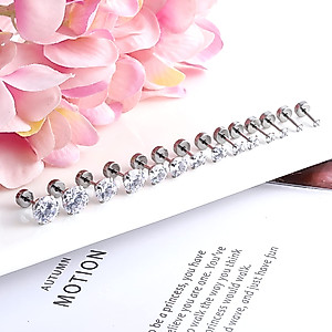 MJust 7 Pairs 20G Stainless Steel Stud Earrings Tiny Stud Earrings Barbell Earring Flatback Cartilage Earrings Set For Women Men 2MM-8MM (Silver)