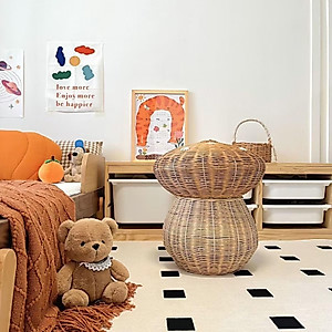 Handmade Rattan Mushroom Storage Basket, Baby Toys Decorative Storage Basket, Bathroom Laundry Dirty Clothes Basket
