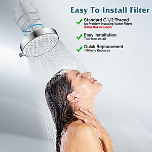 PWERAN Shower Head High Pressure Rain Fixed Showerhead 3 Settings with 3D Panel Luxury Design, 5 Inch High Flow Bathroom Rain Shower head with Adjustable Brass Ball Joint