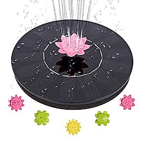 Solar Fountain Pump, 1.4W Solar Powered Fountain Pump with 5 Easy Install Nozzles, Solar Bird Bath Fountain Pump for Pond, Pool, Fish Tank, Aquarium and Garden
