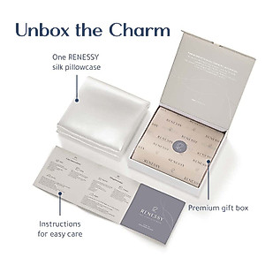 RENESSY Organic Silk Pillowcase - 100% Organic Mulberry Silk, 22 Momme, Naturally Hypoallergenic, Promotes Hair and Skin Health, 1 Piece (Queen Size 20x30 Inches, Natural Silk Off-White)