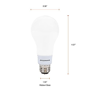 Sylvania Reduced Eye Strain A21 LED Light Bulb, 3-Way 40W / 60W / 100W, 13 Year, Dimmable, Frosted, 5000K, Daylight - 6 Pack (41234)