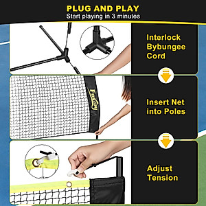Fostoy Pickleball Set with Net, 17FT Portable Pickleball Net, 36-61in Adjusts All in one Pickleball Badminton Net Set with Pickleball Paddles and Badminton Rackets for All-Weather for Indoor Outdoor