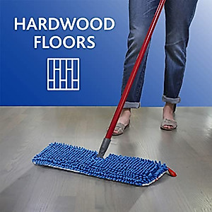 O-Cedar Hardwood Floor 'N More 3-Action Mop with 1 Extra Refill | Microfiber Mop with 3pc Handle | Use Wet or Dry, Red