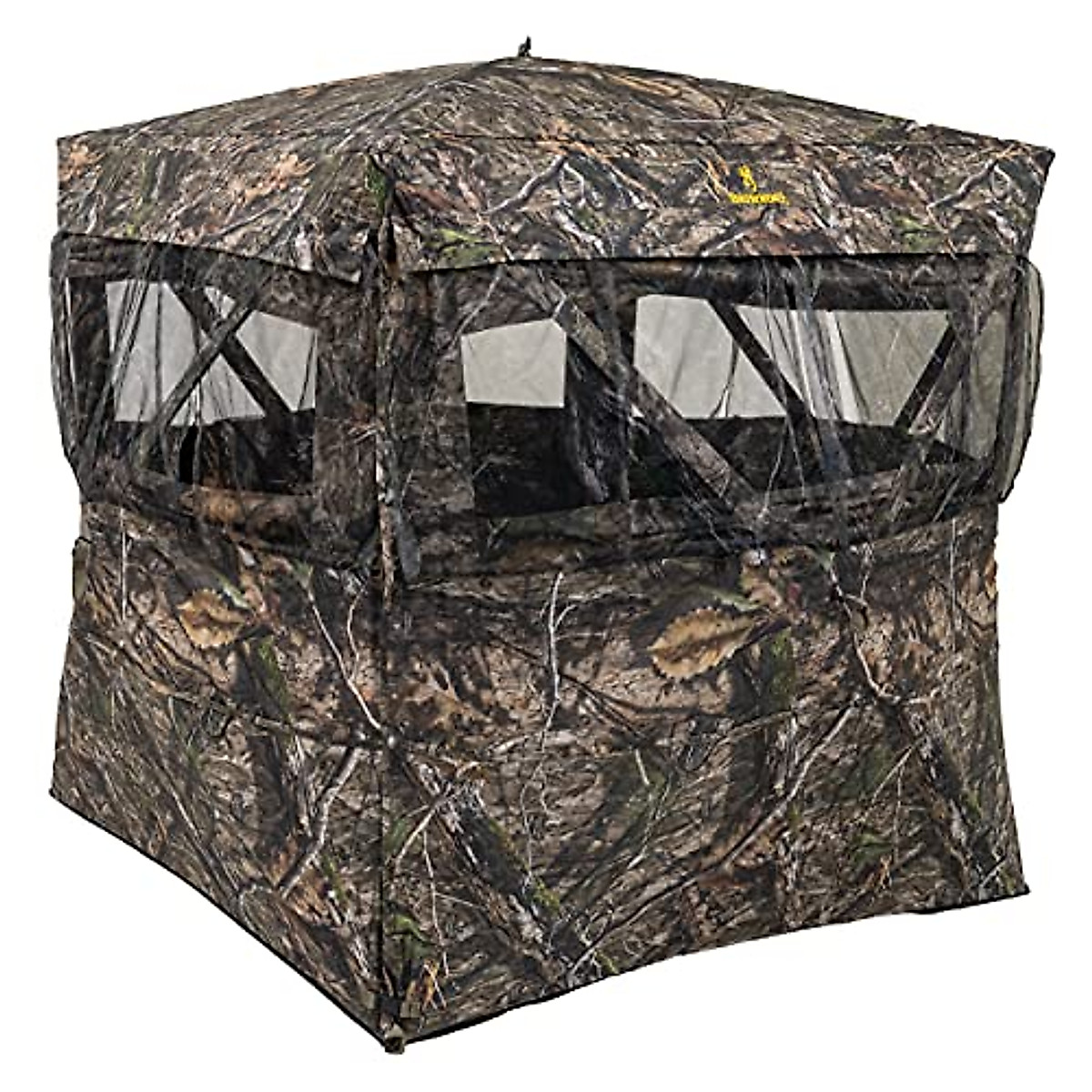 Browning Eclipse Tent Hunting Blind Featuring 360 Degree Windows with Silent Open, Durable Fiberglass Poles, Gear Pockets, and Brush Loops for Extra Concealment, Mossy Oak Country DNA