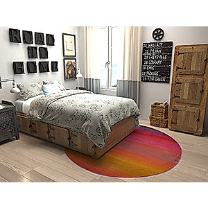 Unique Loom Estrella Collection, Gradient, Sunset, Abstract, Bright Colors Area Rug, 6' 1" x 6' 1", Pink/Gold