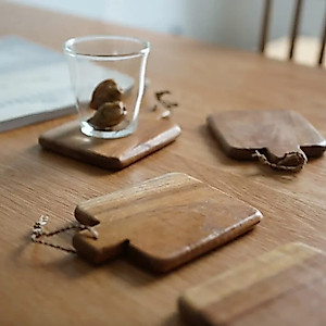 ELMIGHTY Charcuterie Board Drink Coaster for Coffee Table, Set of 4, Thick and Luxurious, Made from Premium Quality Acacia Wood, Includes Scratch-Resistant Pads, Perfect