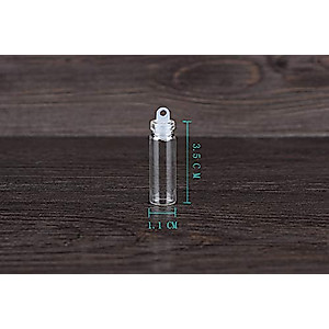 UUYYEO 30 Pcs Mini Glass Wishing Bottles Message Bottle Clear Tiny Jars Vials with Plastic Stopper 1ml