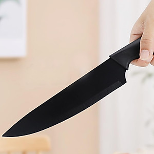 Knife Set, 14 Pieces Kitchen Knife Set with Built-in Sharpener Block, Self Sharpening Knives Sets, Stainless Steel Knife Block Set, Black