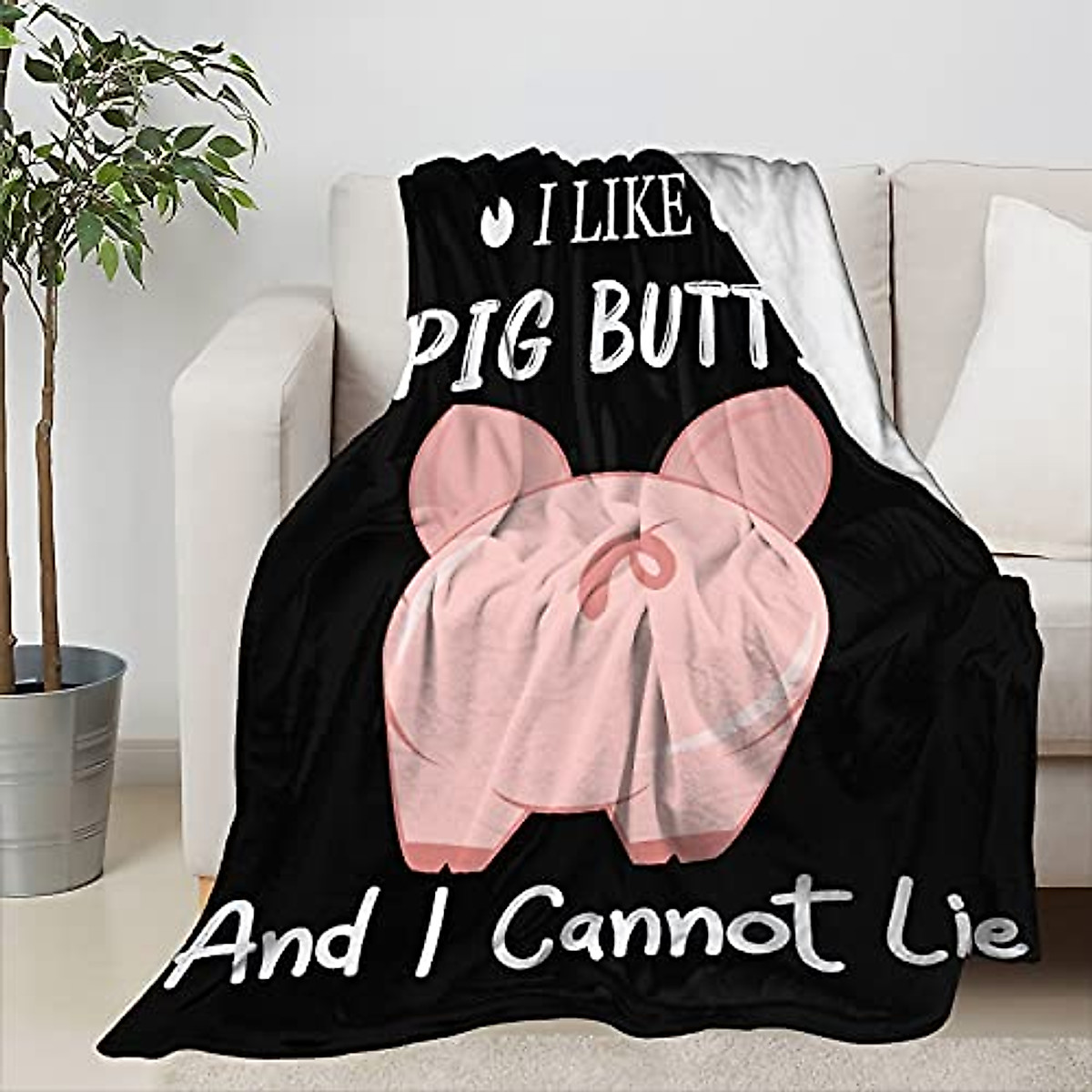 I Like Pig Butts and I Cannot Lie Blanket Throw, Flannel Fleece Kawaii Piggy Blanket Perfect for Pig Lover, Lightweight Soft Animal Blanket Suit for Bed Couch Travel Gift 40"x30" XS for Pet