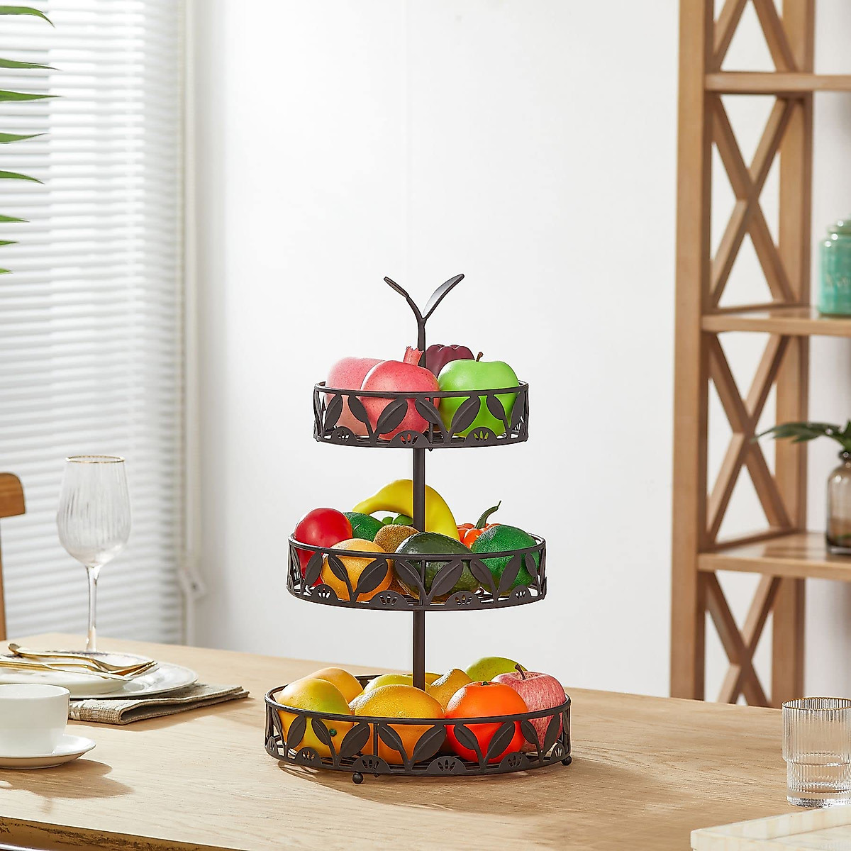 Ouseen 3 Tier Fruit Basket for Kitchen, Fruit Bowl Holder, Detachable Fruit Storage Baskets Stand for Counters Kitchen Countertop Dining Table