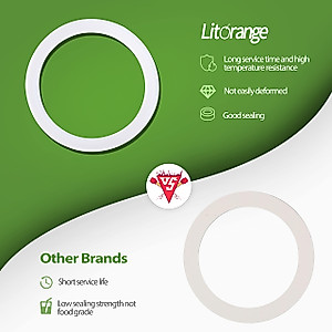 LitOrange 8 Pcs Replacement Spare Food Grade Silicone (Better Than Rubber) Gasket Seal Ring For Aluminium Stovetop Coffee Maker Pots Moka Express Dama Bialetti 9 Cups.