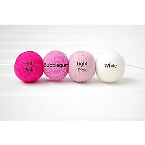 Valentine's Day Felt Ball Garland - Hot Pink, Bubblegum, Light Pink, White - 1" (2.5 cm) felt balls