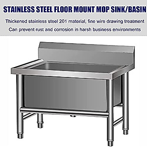 Stainless Steel Kitchen Sink, Commercial Sink Standing Vegetable Sink, Household Goods Commercial Floor Mop Sink Stainless Steel Mop Service Basin
