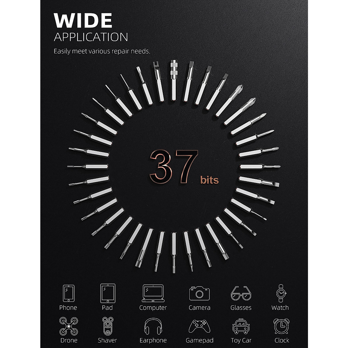 iFu Mini Electric Screwdriver, 42 in 1 Precision Screwdriver Set – Small Cordless Power Screwdriver with LED Light & 37 Magnetic Bits, Repair Tool for Phone Laptop Camera Watch Computer