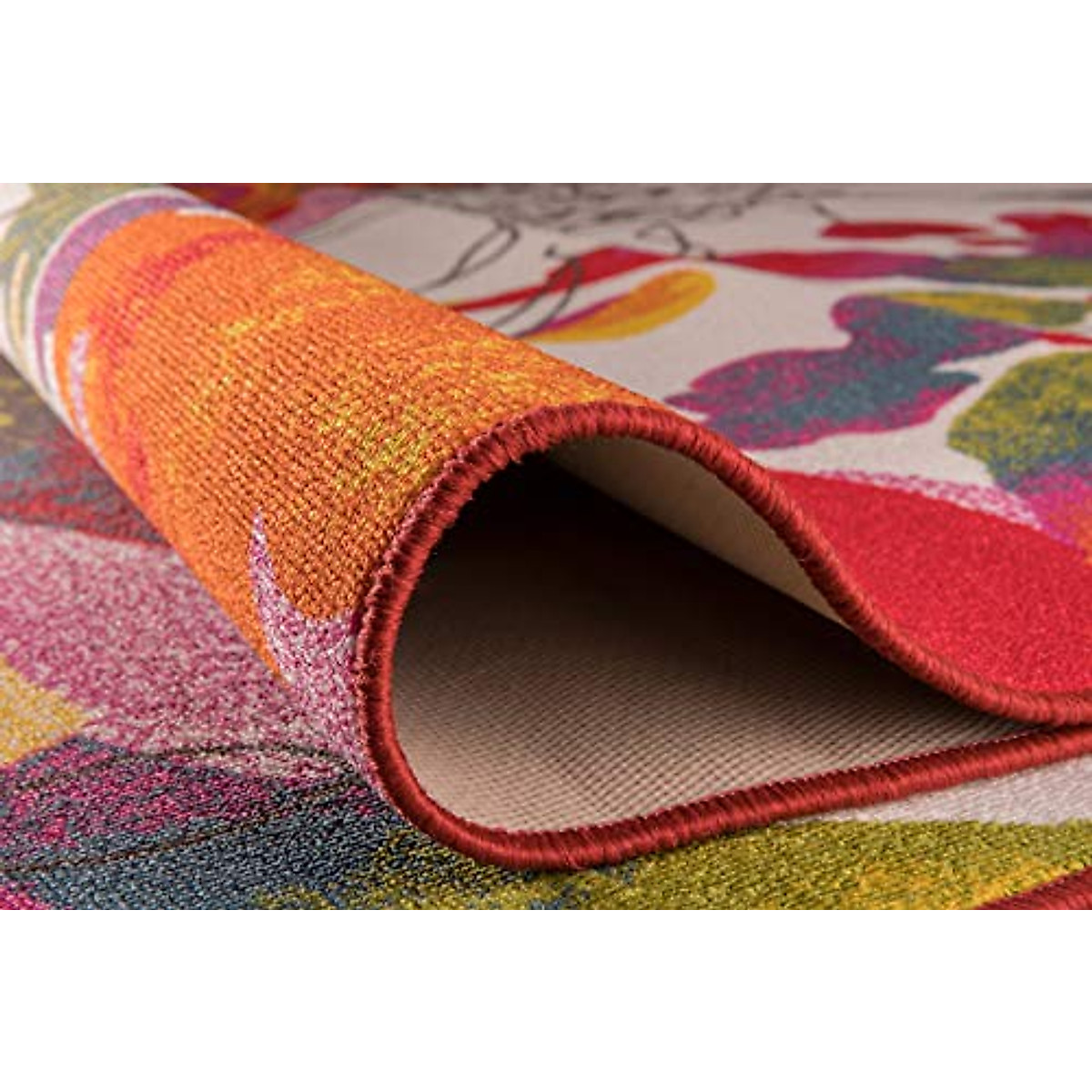 Modern Bright Flowers Non-Slip (Non-Skid) Area Rug 8 x 10 (7' 10" x 10') Multi