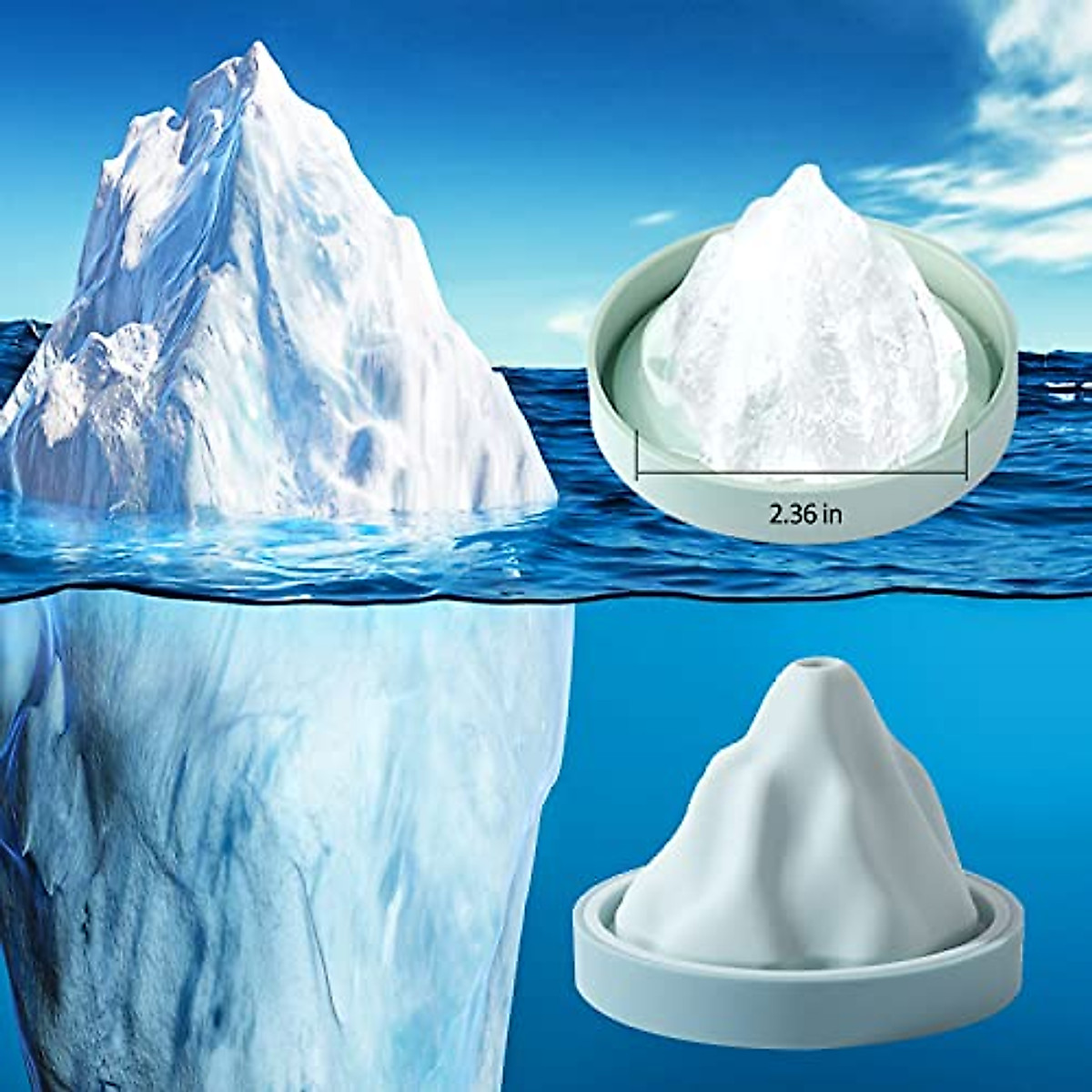 Large Whiskey Ice Cube Molds, Cocktail Ice Cube Tray, Silicone Ice Mountain Shaped Ice Molds, Fun Shapes Candy Molds, Big Ice Mold for Cocktails, Whiskey, Bourbon, Candy, Chocolate BPA Free 3 Pack