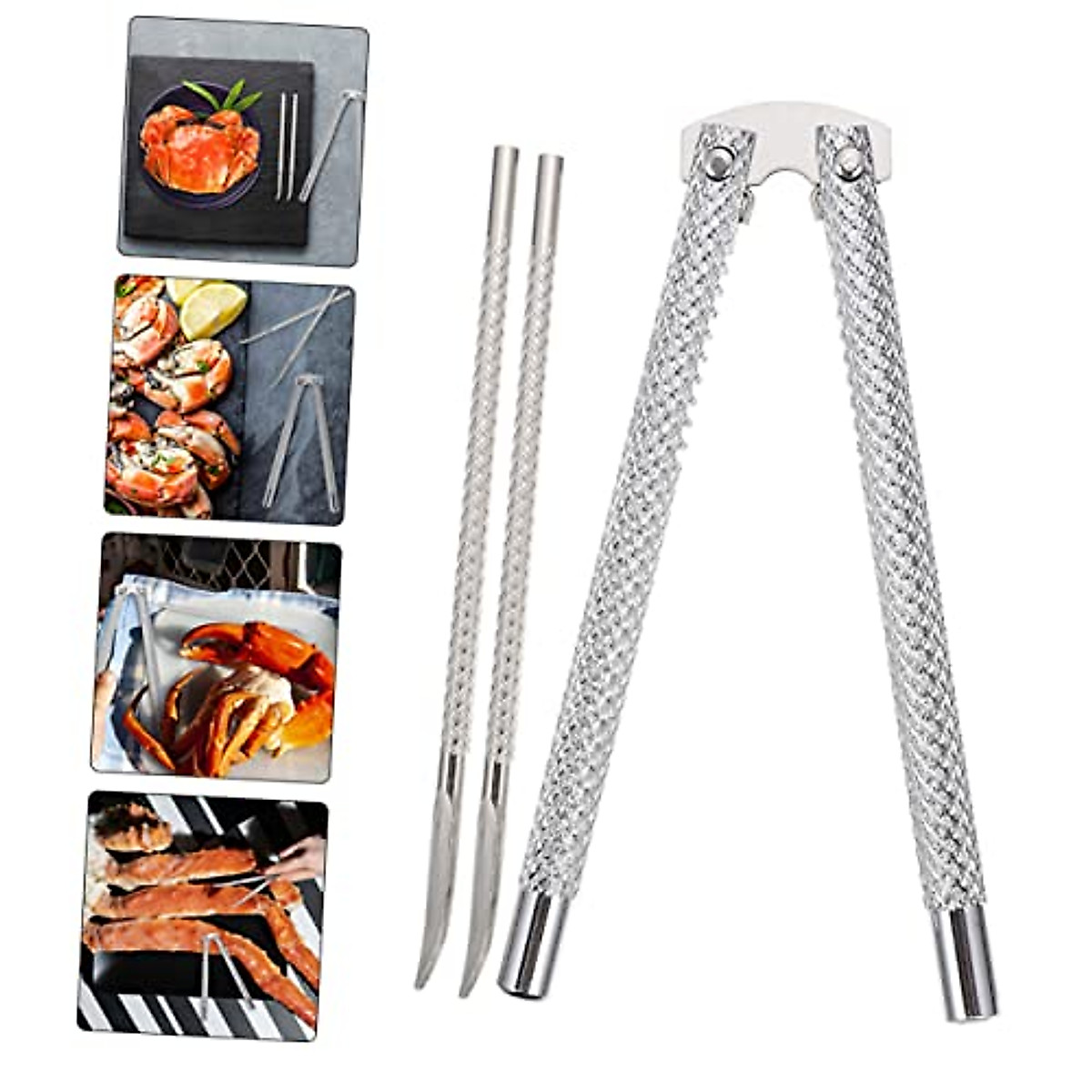 DOITOOL 1 Set Crab Claw Metal Forks Pliers Set Pliers Tool Crab Crackers Seafood Forks Picks Walnut Pecan Tool Seafood Accessory Compact Lobster Crackers Portable Crab Crackers Silver Crab