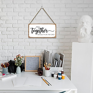 And So Together They Built a Life They Loved Wood Hanging Sign, Bedroom Home Decor Family Sign Plaque, Shelf Wall Decor Artwork Housewarming Gift New Home for Living Room Kitchen -05