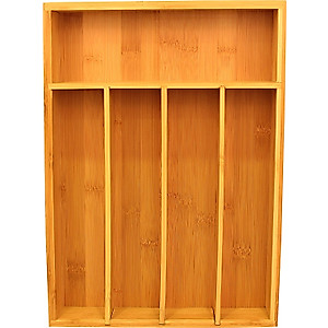 Bamboo Cutlery tray-Silverware Organizer-5 compartment-by Utopia Kitchen